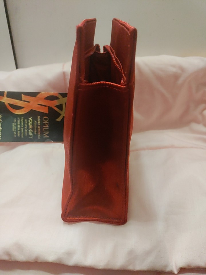 Vintage Yves Saint Laurent "YSL Parfums" Red Satin Bag | eBay