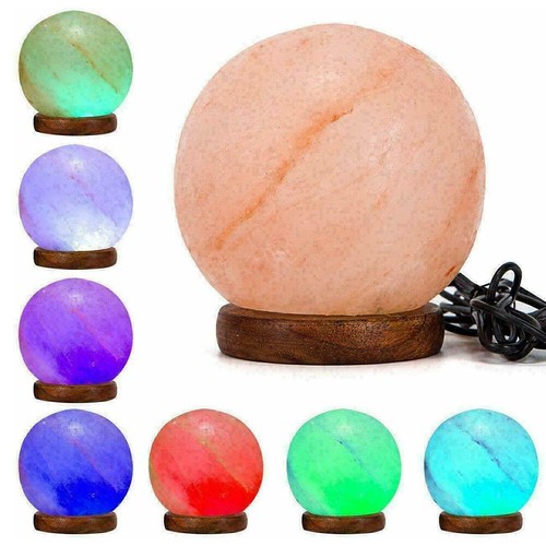 USB Himalayan Pink Salt Sphere Shape Lamp, 7 Multi Colors Changing LED ...
