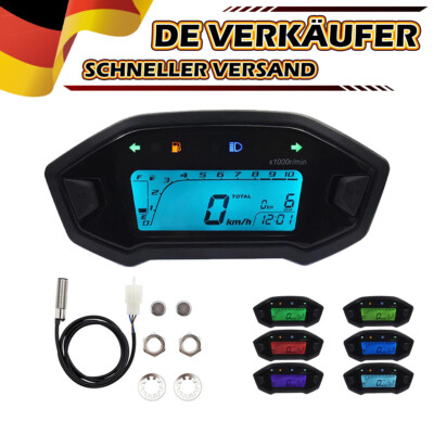 Motorrad Tacho LCD Digital Tachometer Drehzahlmesser Kilometerzähler DC ...