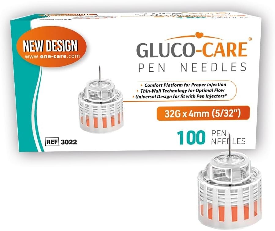 GLUCO-CARE Plus Pen Tips 32G x 5/32’’ (4mm), Universal Fit, Optimal ...