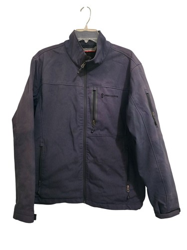 FREE COUNTRY Mens LARGE Soft Shell Jacket Navy Wind n Waterproof Coat ...