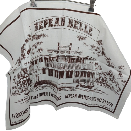 Nepean Belle Floating Restaurant Souvenir Pure Linen Tea Towel Designed ...