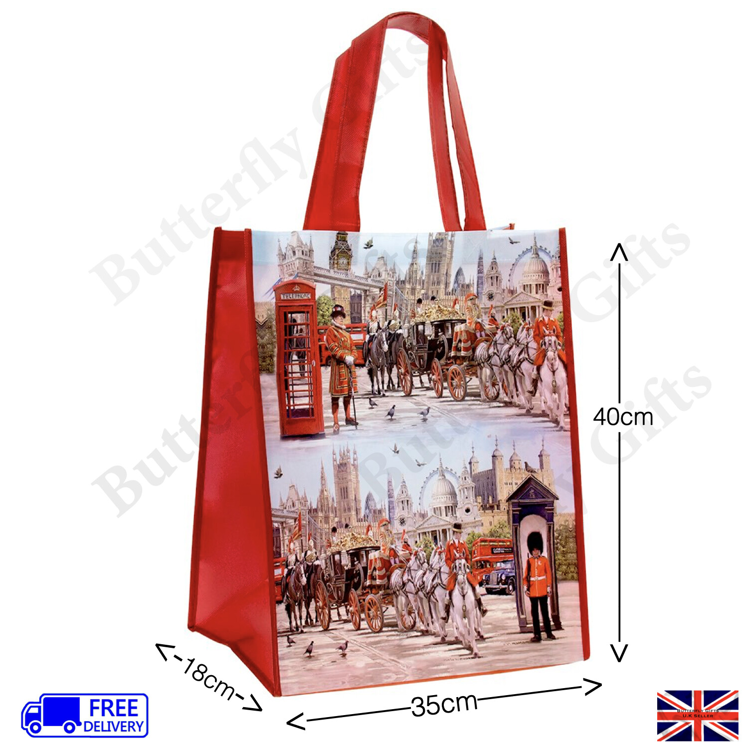 London Souvenir Bags Tote Shopping Bag Big Ben Black Cab Red Bus Big ...