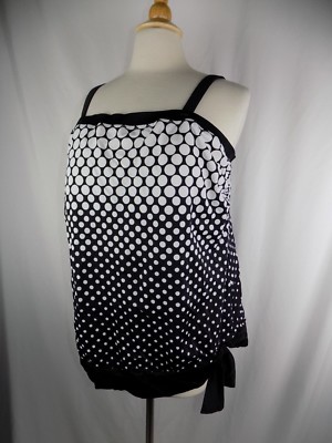 Merona Blouse Plus Size Women's 24W Top Black & White Polka Dot Lined ...