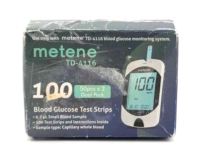 New Sealed! 100 Ct. Metene TD-4116 Blood Glucose Sugar Test Strips ...