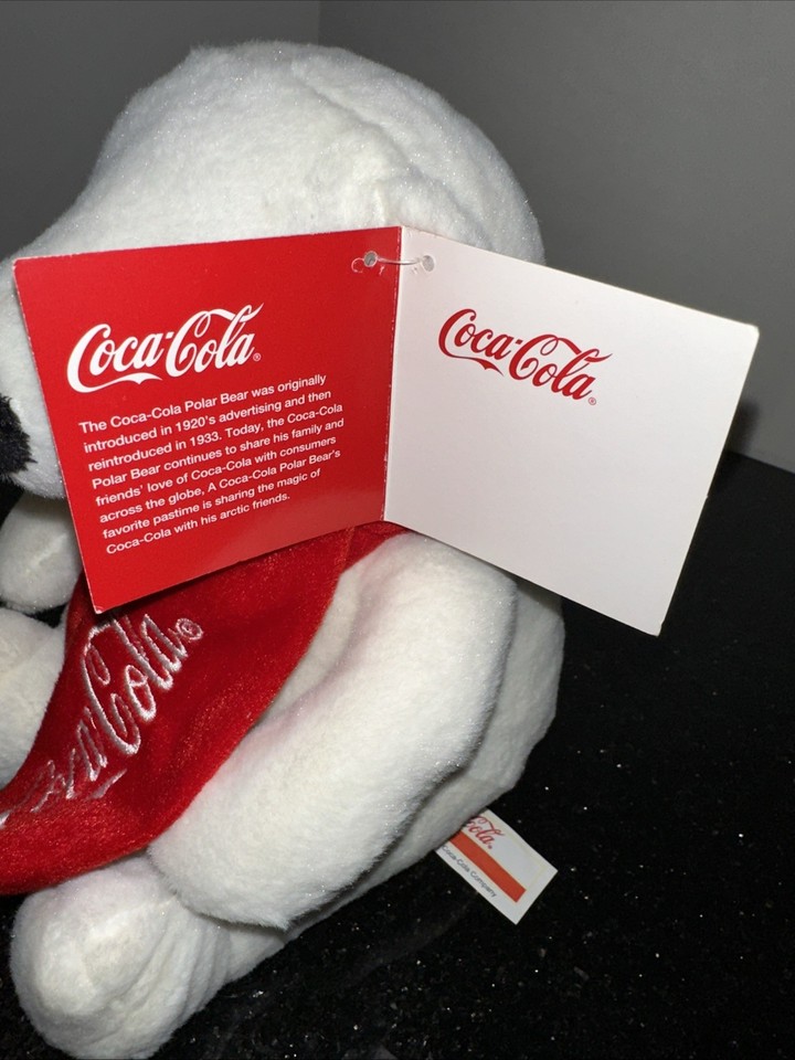 Coca-Cola Polar Bear w/ Red Scarf - 8in. Stuffed/Plush Bear - With Tag ...