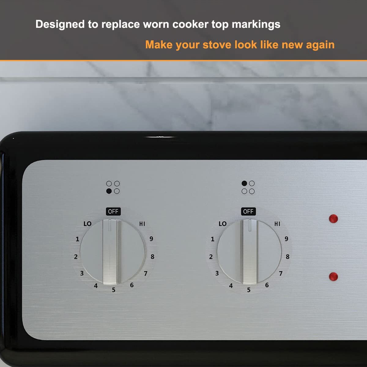 Stove Dial Sticker Set 6 Pieces for Burner Cooktops Black Print on ...