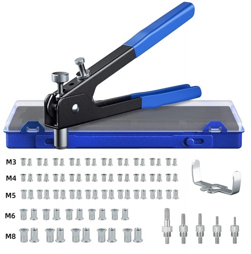 86PCS Heavy Duty Hand Riveter Rivet Gun Kit Threaded Metric Rivet Nut ...
