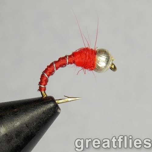 1 dozen (12) - Zebra Midge - Red - Bead Head | eBay