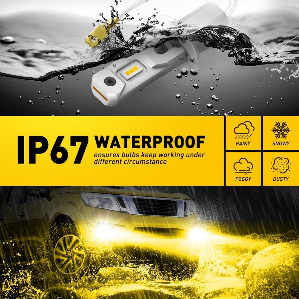 NEW 2x H3 3000K Yellow 3000K High Power LED Fog Light Driving Bulbs DRL ...