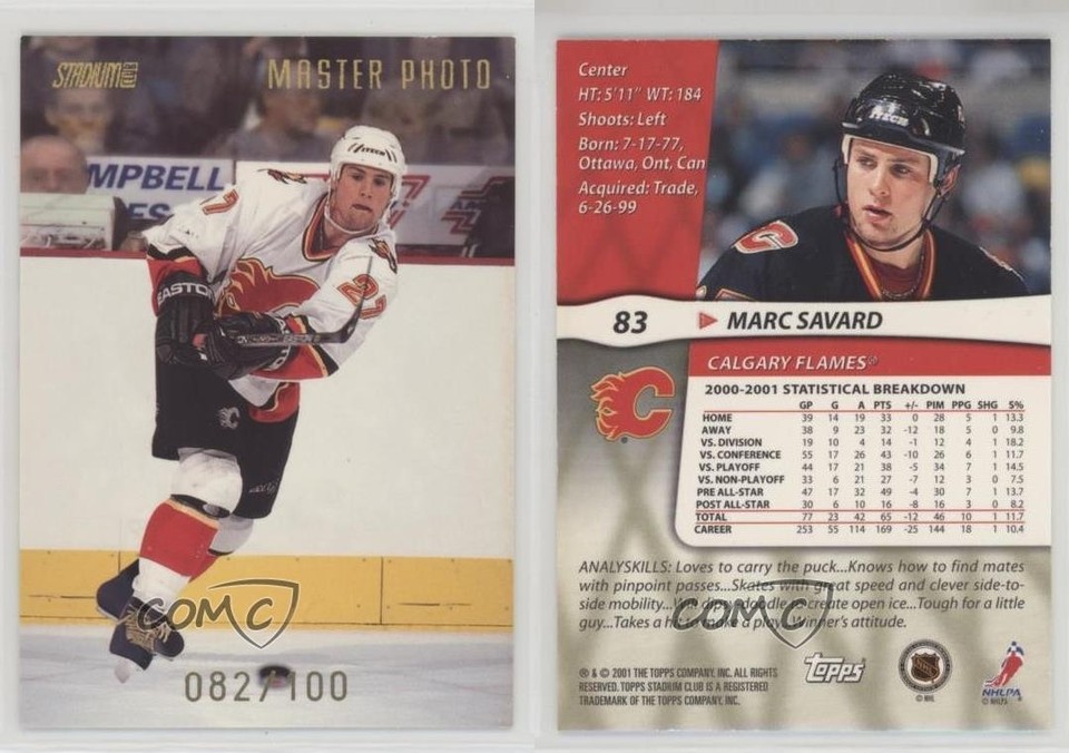 2001-02 Topps Stadium Club Master Photo 82/100 Marc Savard #83 nq3 | eBay
