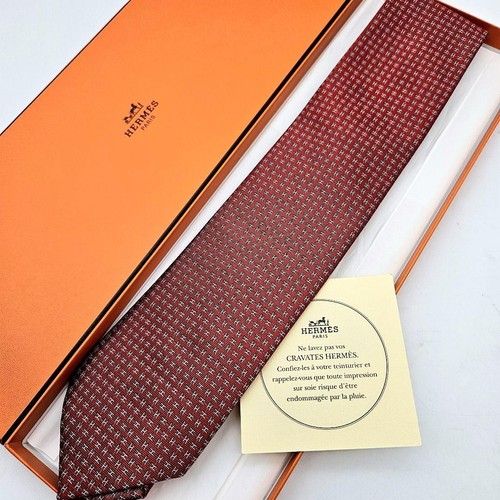 HERMES H-Pattern 100% Silk Tie 524-38 8cm Width 146cm Length | eBay