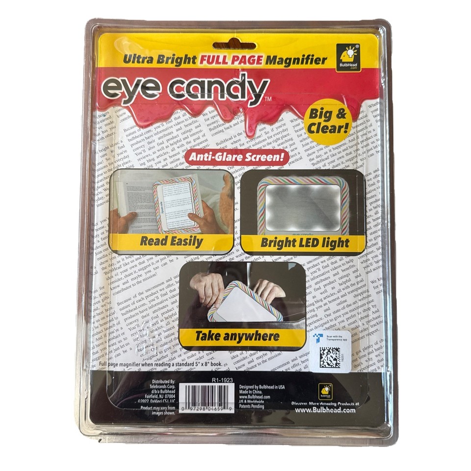 Eye Candy Ultra-Bright Full-Page Magnifier, As Seen On TV, Magnifies Up ...