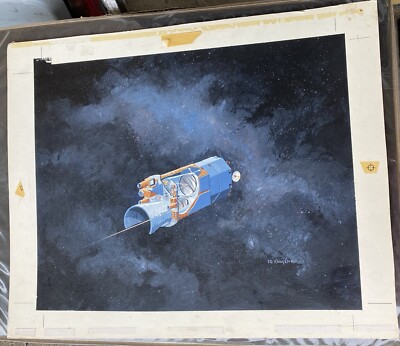 Rare Original Grumman Artist’s Concept Painting, NASA Space Module ...