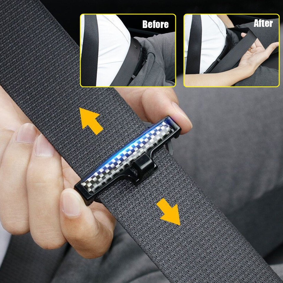 2x Black Carbon Fiber Seat Belt Stabilizer Limiter For Car Interior ...