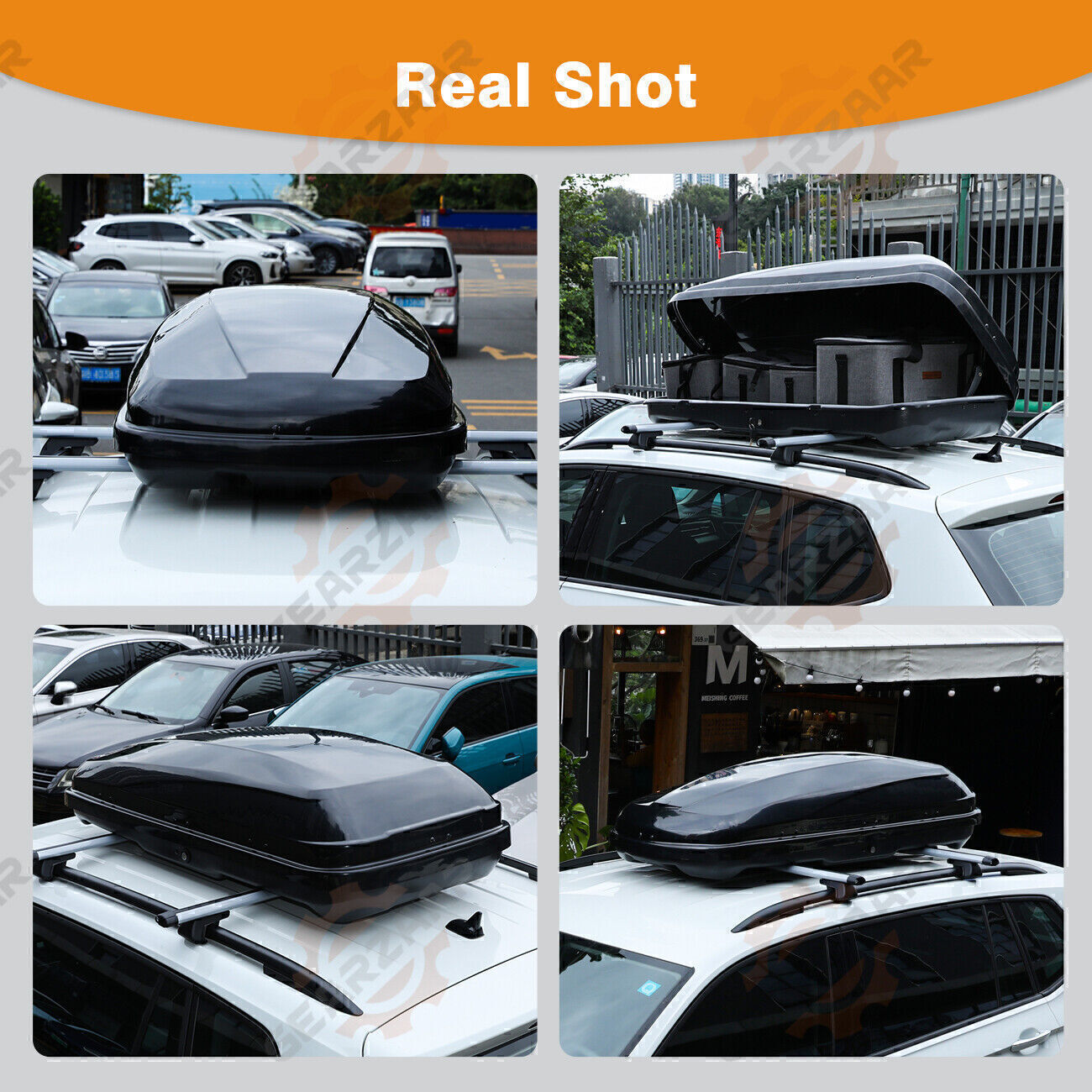 320L Litre Gloss Black Car Roof Top Box Heavy Duty Roof Storage Box ...