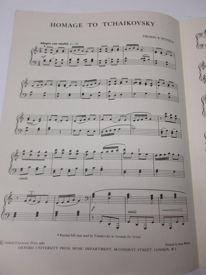 Thomas Pitfield Homage to Tchaikovsky Piano Sheet Music Oxford ...