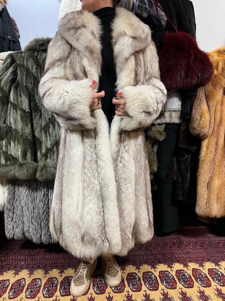 Blue Fox Fur Coat Real Fur Volpe Size 38-42 | eBay