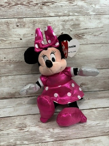 Disney Ty Sparkle Minnie Mouse Pink Polka Dot Plush 2014 8" New | eBay