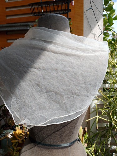 Vintage Rectangle Scarf White Sheer Nylon Chiffon Made In Japan 26"x 27 ...