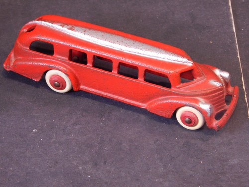 Vintage Original Hubley Cast Iron Toy Red Bus 5 3/4" 1930s Greyhound ...