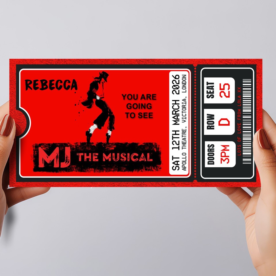 Michael Jackson Mj The Musical Show Theatre Custom Surprise Ticket Gift ...