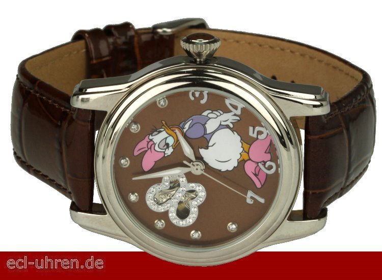 Disney Watches Daisy Duck Brown Automatic 22 Stones Stainless Steel ...