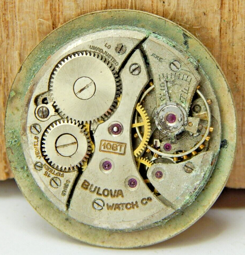 Vintage 1950 Bulova 10BT 15 jewel men's wrist watch movement with dial ...