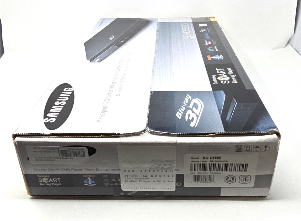 Samsung BD-D5500 Full HD 1080p 3D Blu-ray & DVD and CD Disc Player New ...