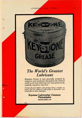 1913 Keystone Lubricating Co. Ad: Keystone Grease - World's Greatest ...