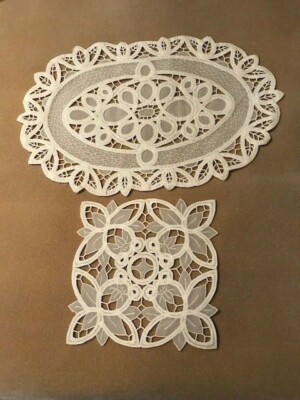 VINTAGE CUT OUT DOILIES OVAL AND SQUARE WHITE 17" & 8" | eBay