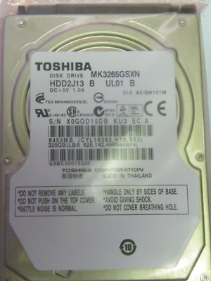 Toshiba MK3265GSXN (HDD2J13 B UL01 B) 010 A0/GH101M Laptop 320GB 2.5 ...