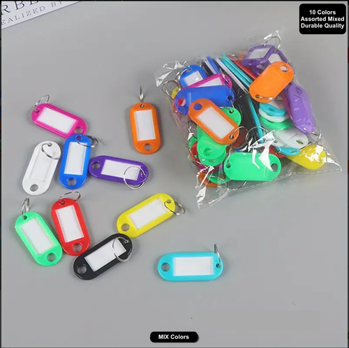 Key Tags Fobs Plastic Luggage ID Key rings with Labels random mixed col ...