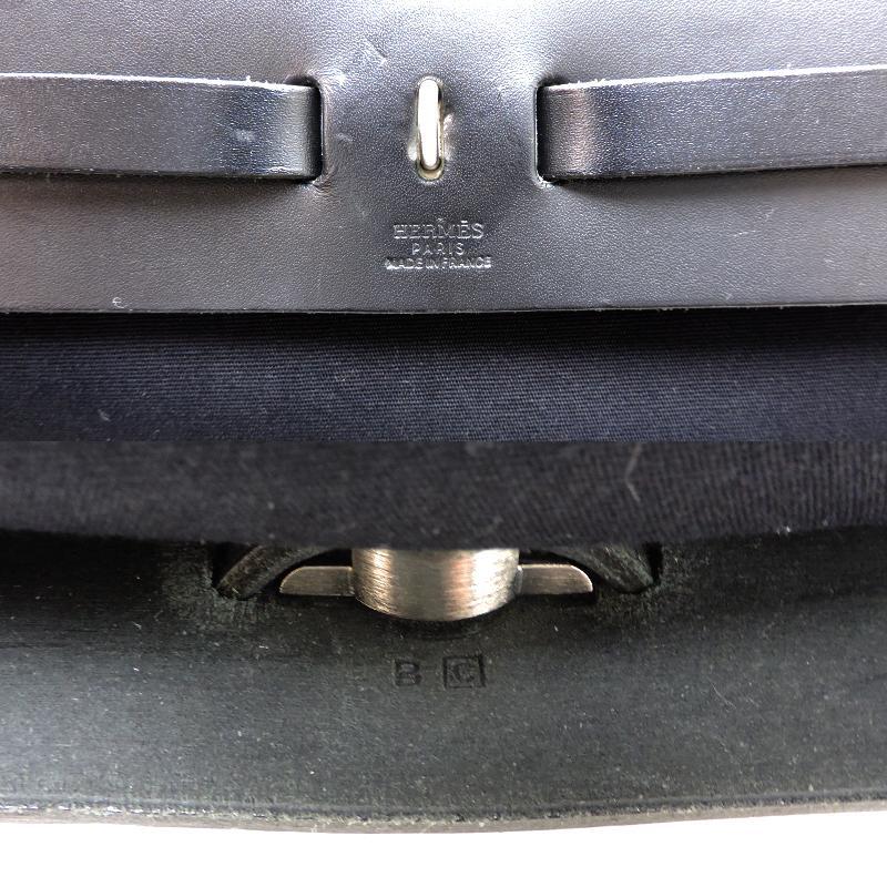 HERMES Ale Bag MM C engraved Made in 1999 No stopper Handbag Toile Ash ...