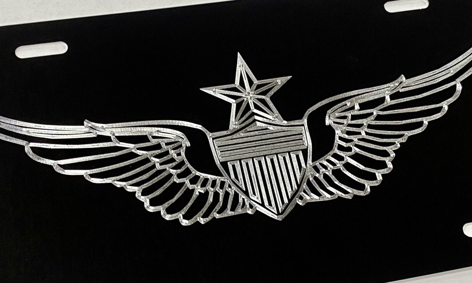 Engraved Senior Army Aviator Wings Car Tag Diamond Etched Aluminum ...