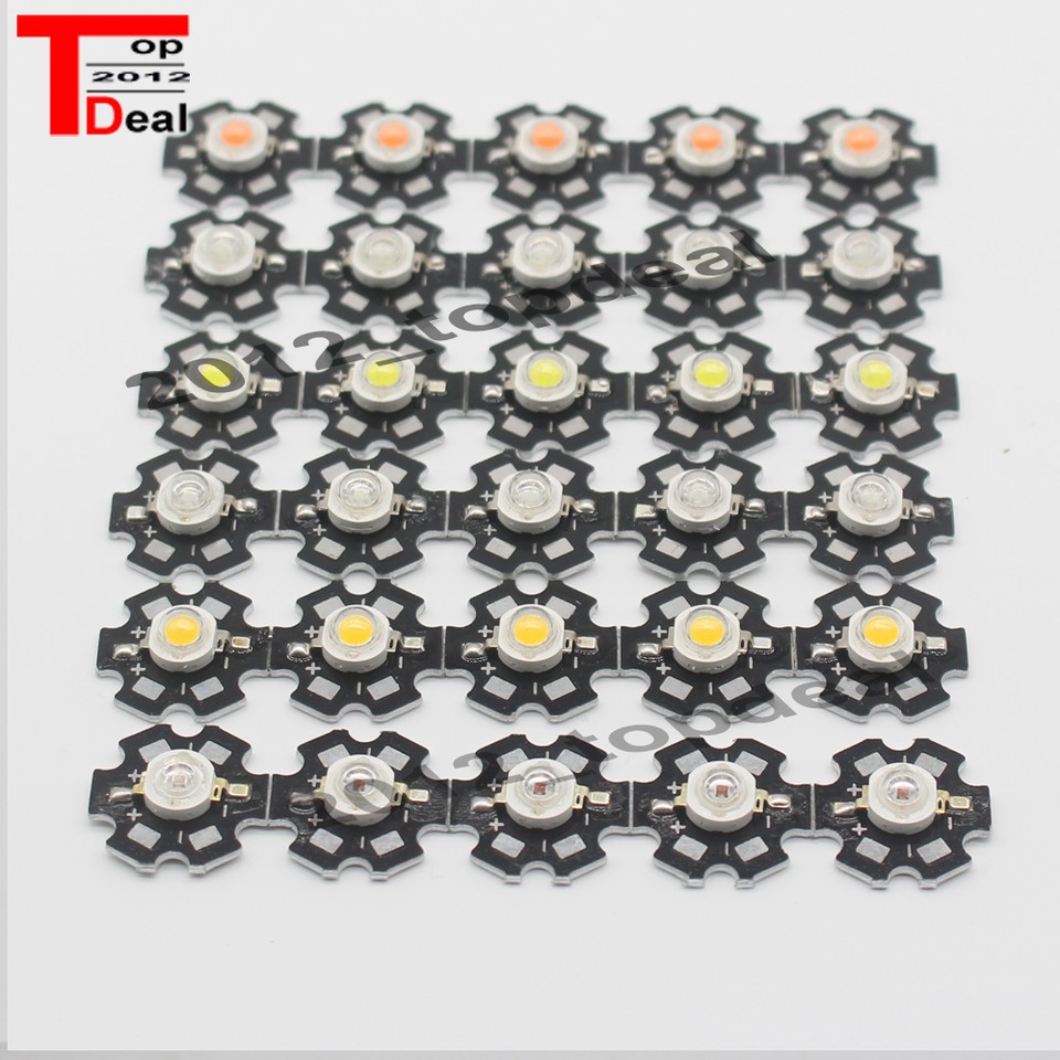 10-100pcs 1W 3W High Power red green Blue Royal blue LED bead with 20mm ...