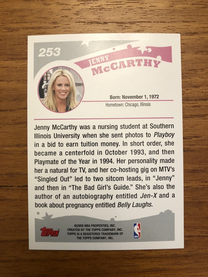 2005-06 Topps Basketball Card Jenny McCarthy #253 NRMT | eBay