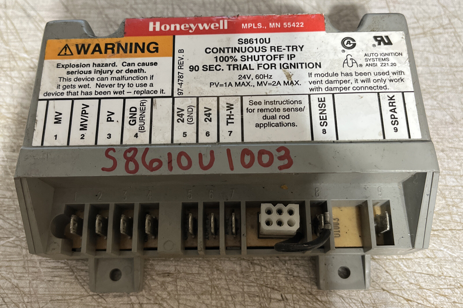 Honeywell S8610U1003 Furnace Ignition Control Board | eBay