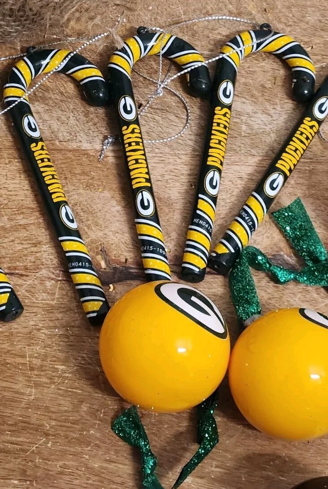 Set/19 Green Bay Packers Plastic Shatterproff Christmas Ornaments ...