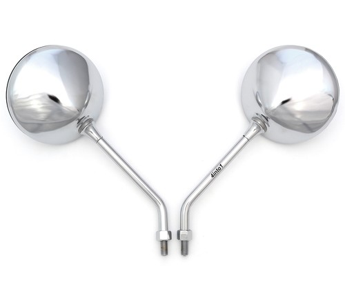 Set of 2 Universal Chrome Motorcycle Mirrors - Long Stem Honda Kawasaki ...