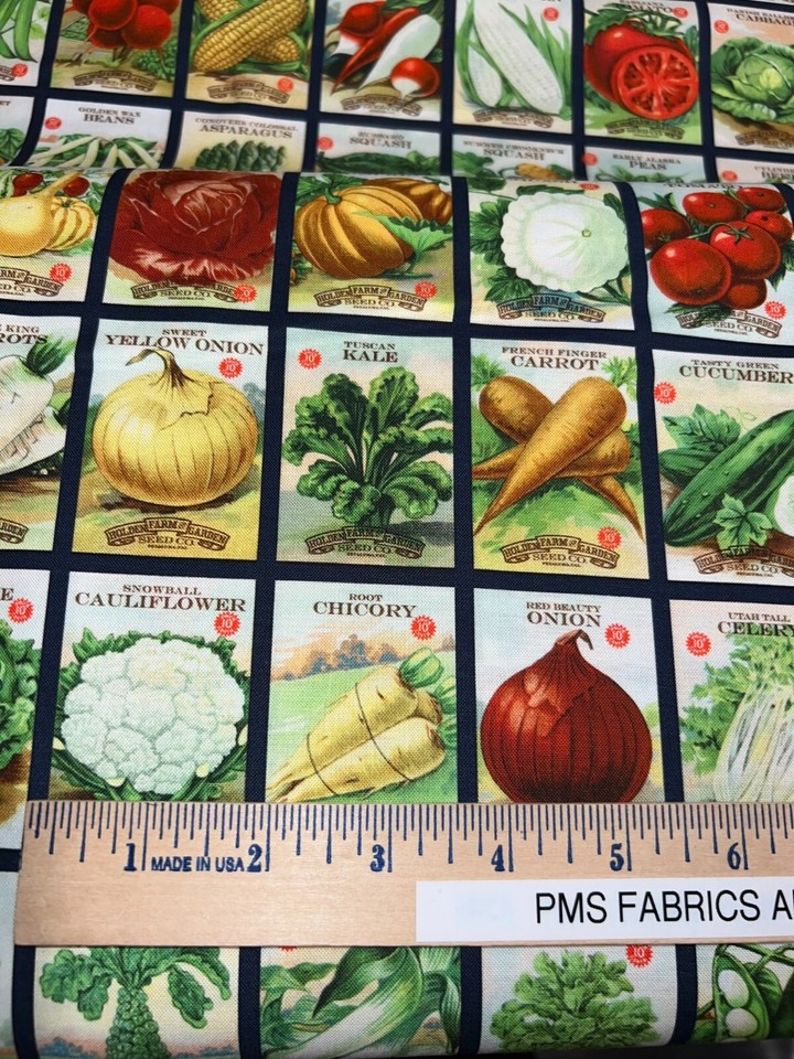 MODA Farm Garden theme 100% cotton fabric by the yard Seeds 7473 16 ...