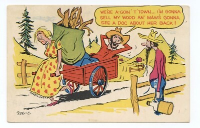 Hillbilly Cart Comic Art Humor Postcard | eBay