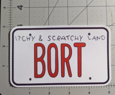 "BORT" license plate from "The Simpsons" die-cut vinyl sticker 3x5 ...