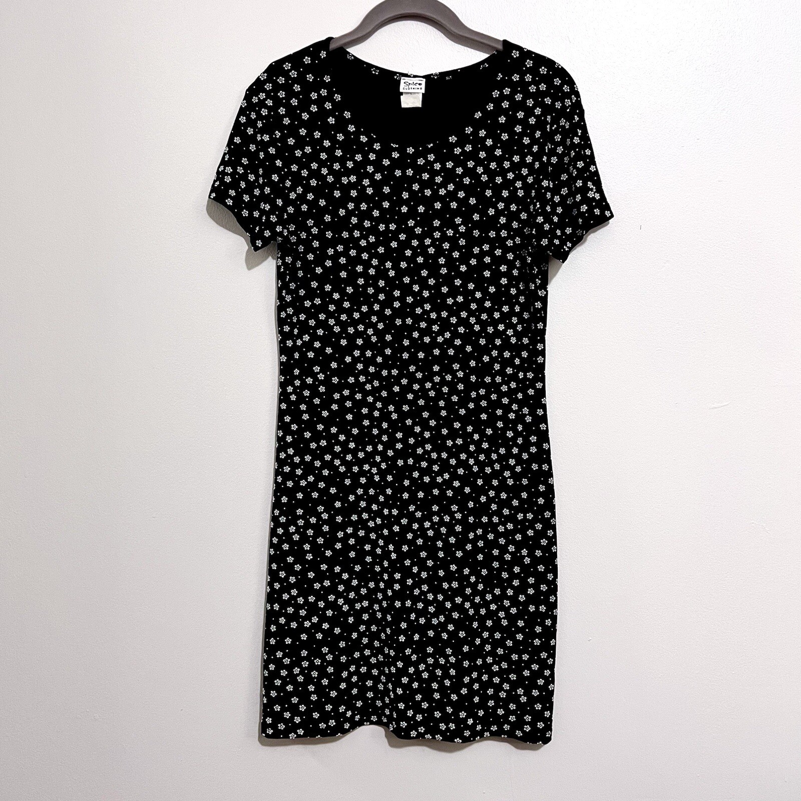 Spice Clothing Y2K Black & White Floral Bodycon Mini … - Gem