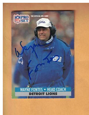 Wayne Fontes Autographed 1991 Pro Set Football Card signed DETROIT ...