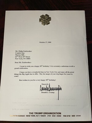 Signed Letter Donald J. Trump Organization Original 2000 Embossed Logo ...