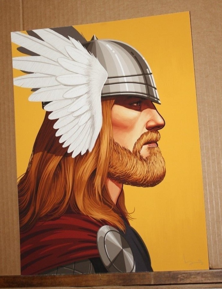 Thor (Bearded) by Mike Mitchell Mondo Print Avengers Marvel Comics ...