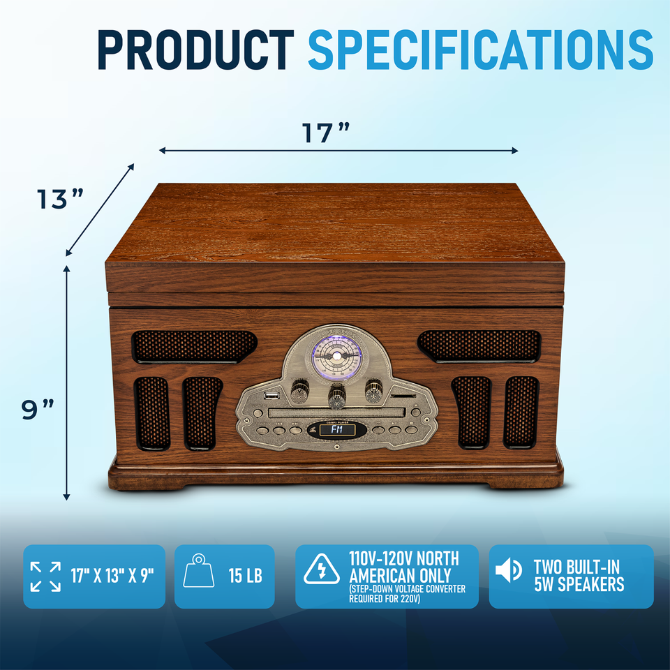 SoundBeast All-in-One Turntable - Record Player Bluetooth CD Cassette ...