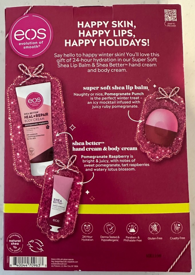 EOS Holiday Collection Pomegranate Punch Lip Balm & Raspberry Hand Body ...