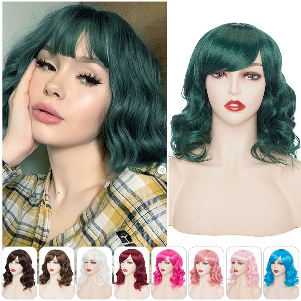 Lady Short Hair Bob Wigs Straight Ash Blonde Hair Wig Cosplay Party ...